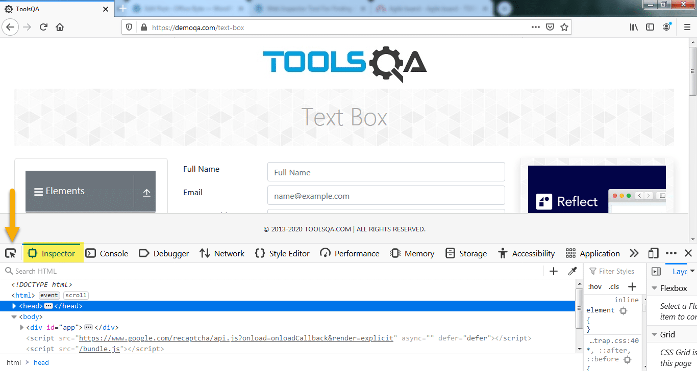How to Inspect Elements in Chrome, Firefox and IE using Web Inspector